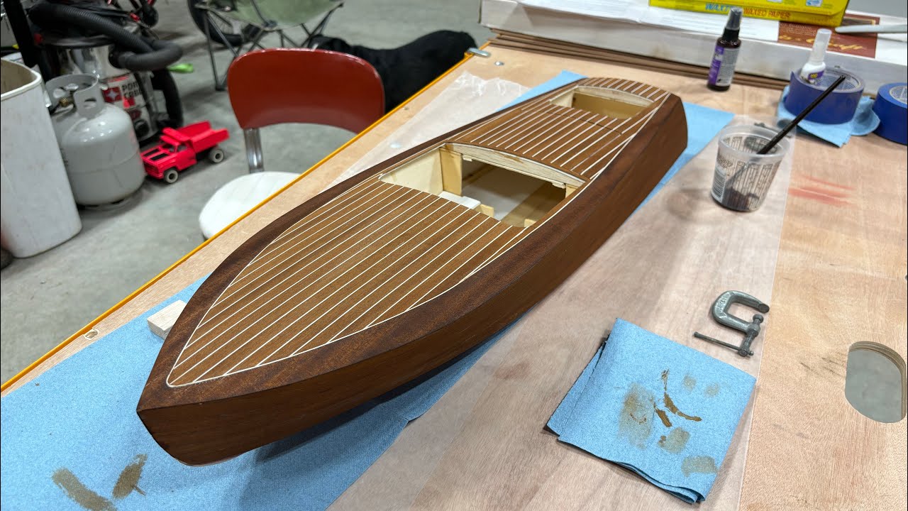 Dumas Chris Craft Build Pt. 6, Stain - YouTube