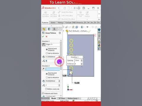 Solidworks Linear Pattern with Instances to Skip Option - YouTube