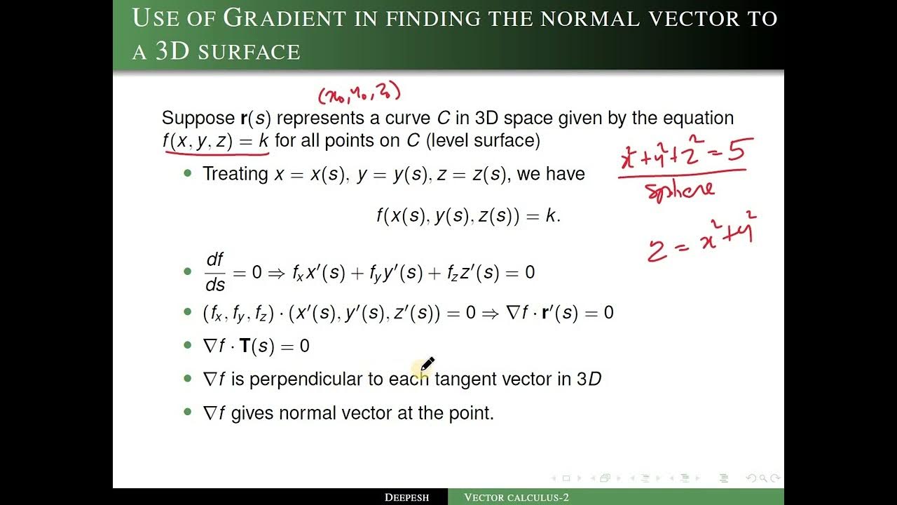 Normal vector and tangent plane to a 3D curve - YouTube