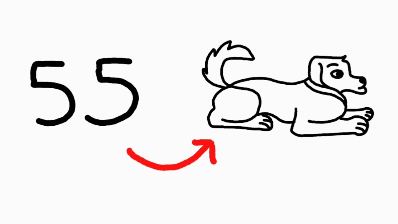How to draw a beautiful dog with the number 55? #easydrawing # ...