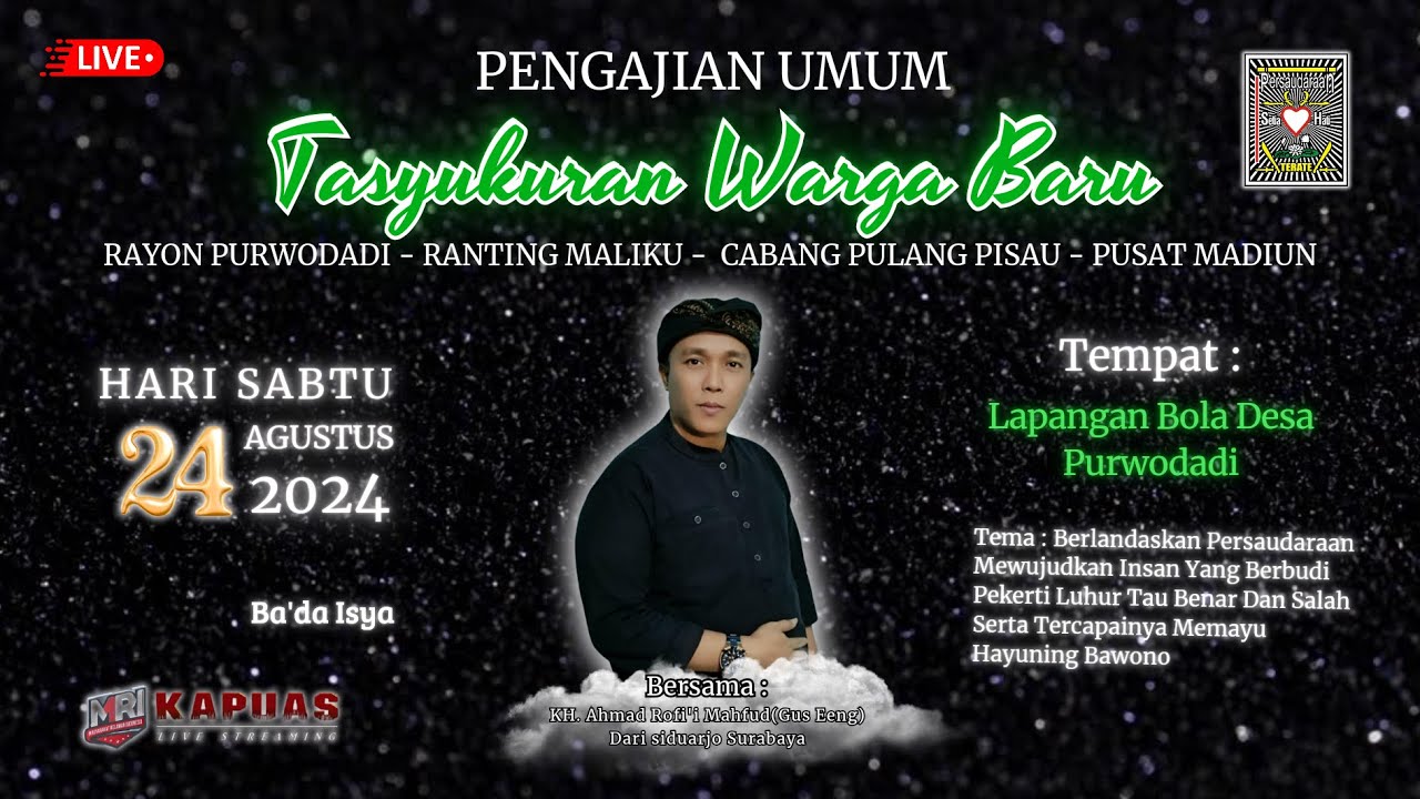🔴LIVE PENGAJIAN UMUM GUS EENG TASYUKURAN WARGA BARU RAYON PURWODADI ...