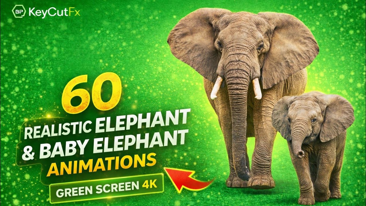 60 Realistic Elephant & Baby Elephant Green Screen Animations | 4K # ...
