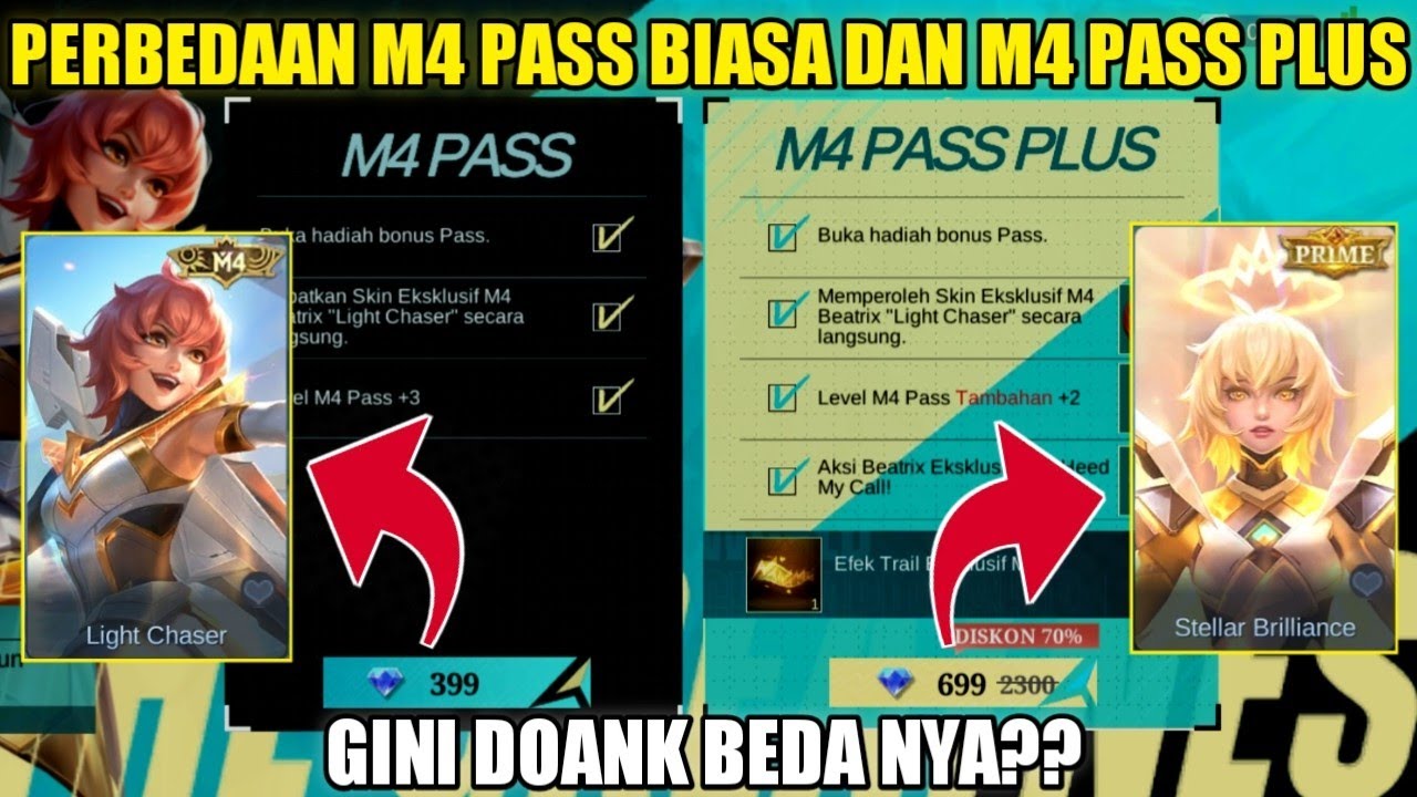 PERBEDAAN M4 PASS BIASA DAN M4 PASS PLUS MOBILE LEGENDS!! HARG SKIN BEATRIX M4 & SKIN BEATRIX ...
