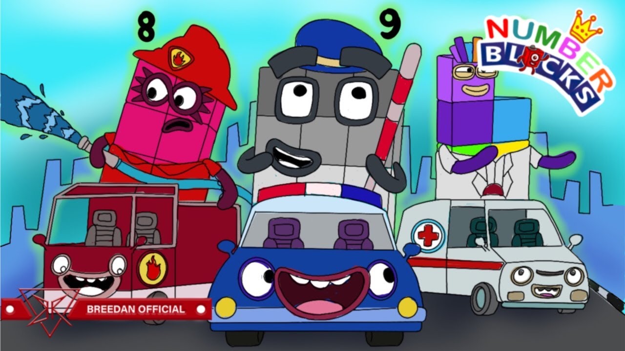 Numberblocks Super Rescue Team With Number 8 9 7 Rescue Cars Fire Truck ...