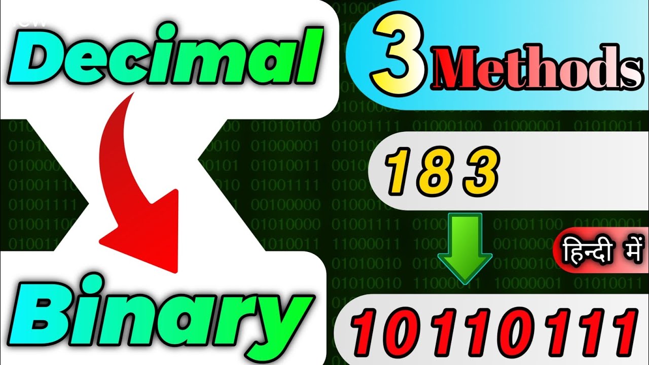 Decimal to Binary conversation in Hindi | Subtraction Division and Addition method - YouTube