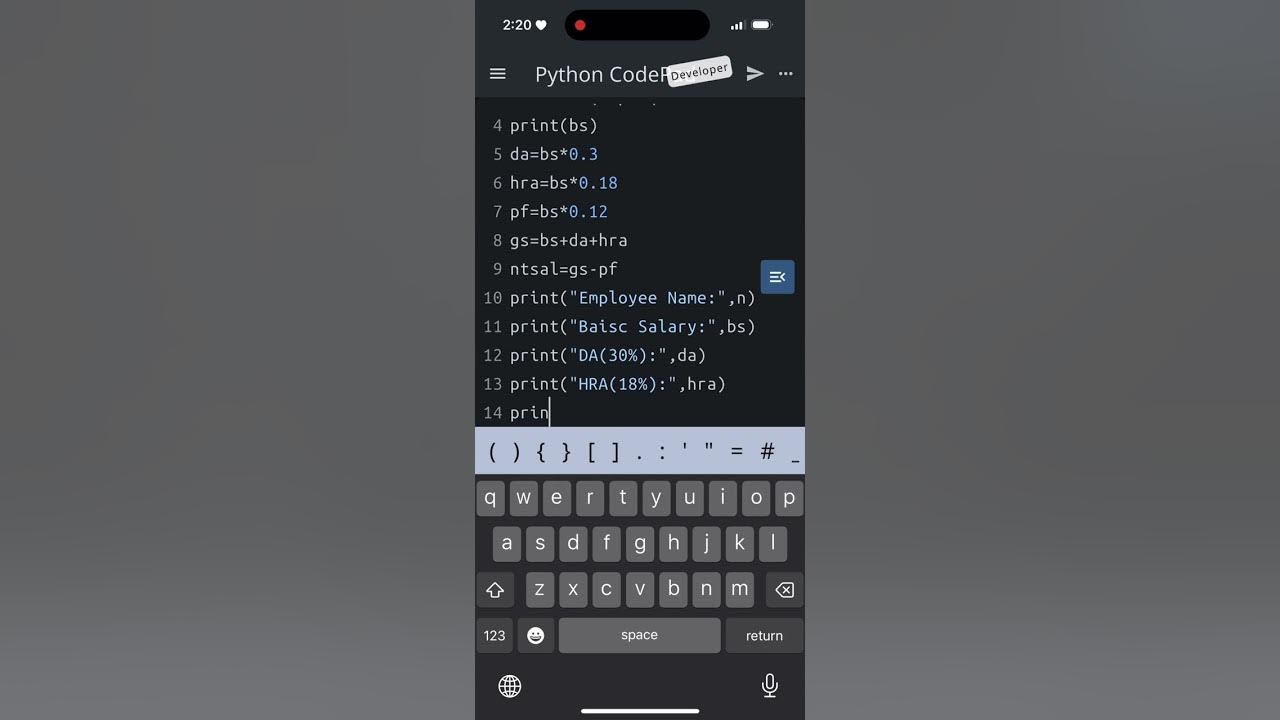 Mastering the codes of Python step by step : program to calculate Net ...