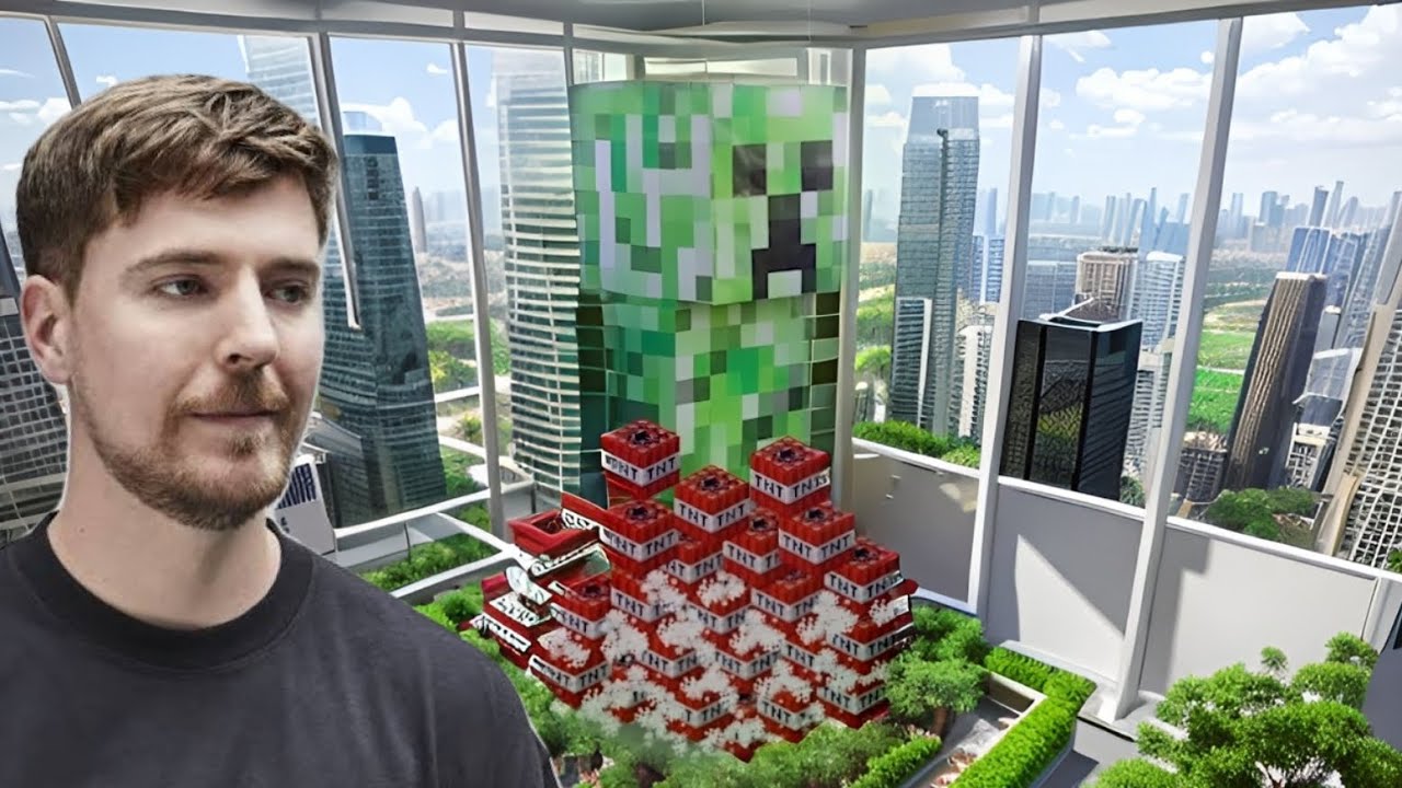 Mr. Beast explosion of 50 Tnt in Minecraft Creeper Challange - YouTube