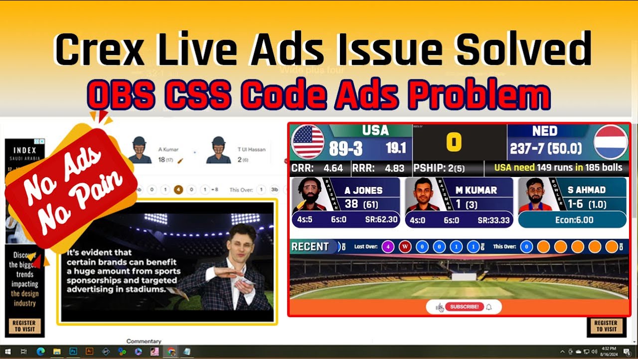 OBS Studio To Crex Live Ads Issue Solved | Resolving the Crex Live OBS CSS Code Ads Problem ...