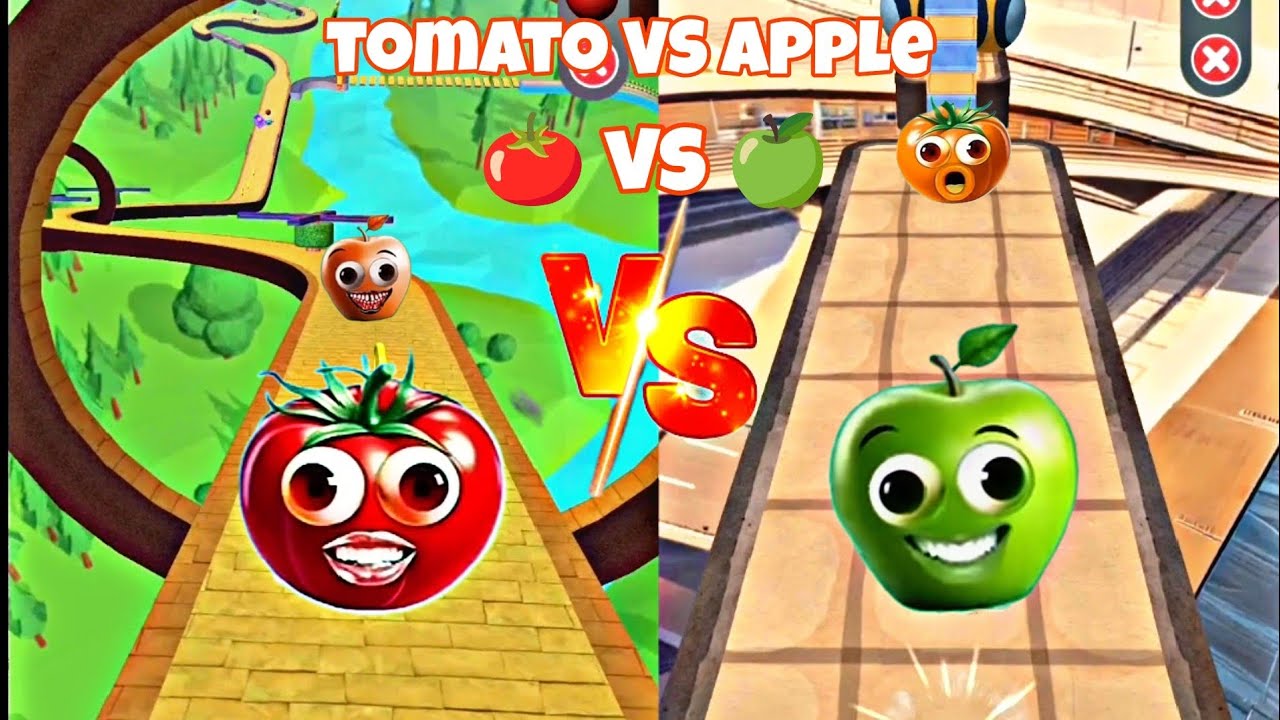 Apple vs Tomato) Race competition Challenge Who can win (let's go see ...