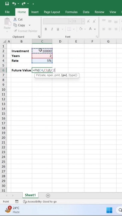 Future Value (FV) Function in Excel #shorts #excel #exceltips #future #value #finance # ...