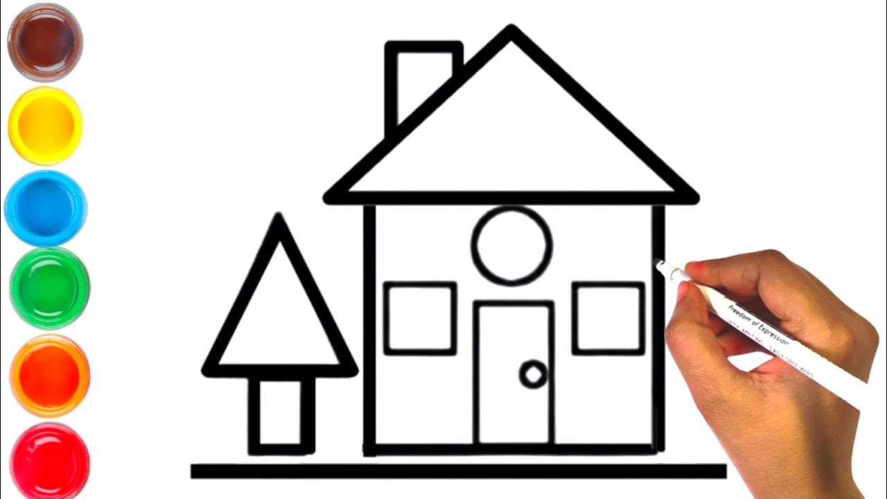 Shapes House drawing for beginners||Drawing for kids|| - YouTube