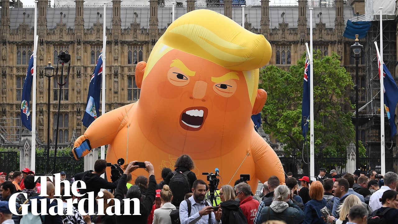 The moment Trump baby blimp lifts off outside parliament - YouTube