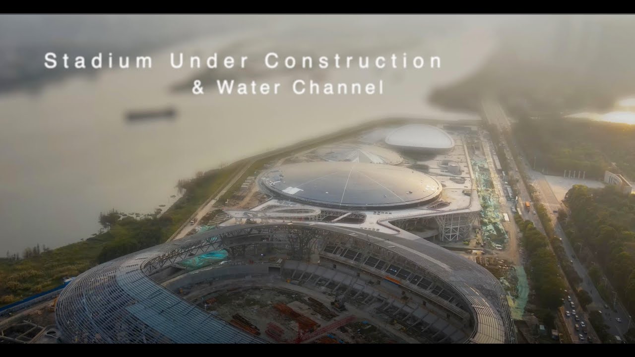 Water Channel& Stadium Under Construction 4K Aerial - YouTube