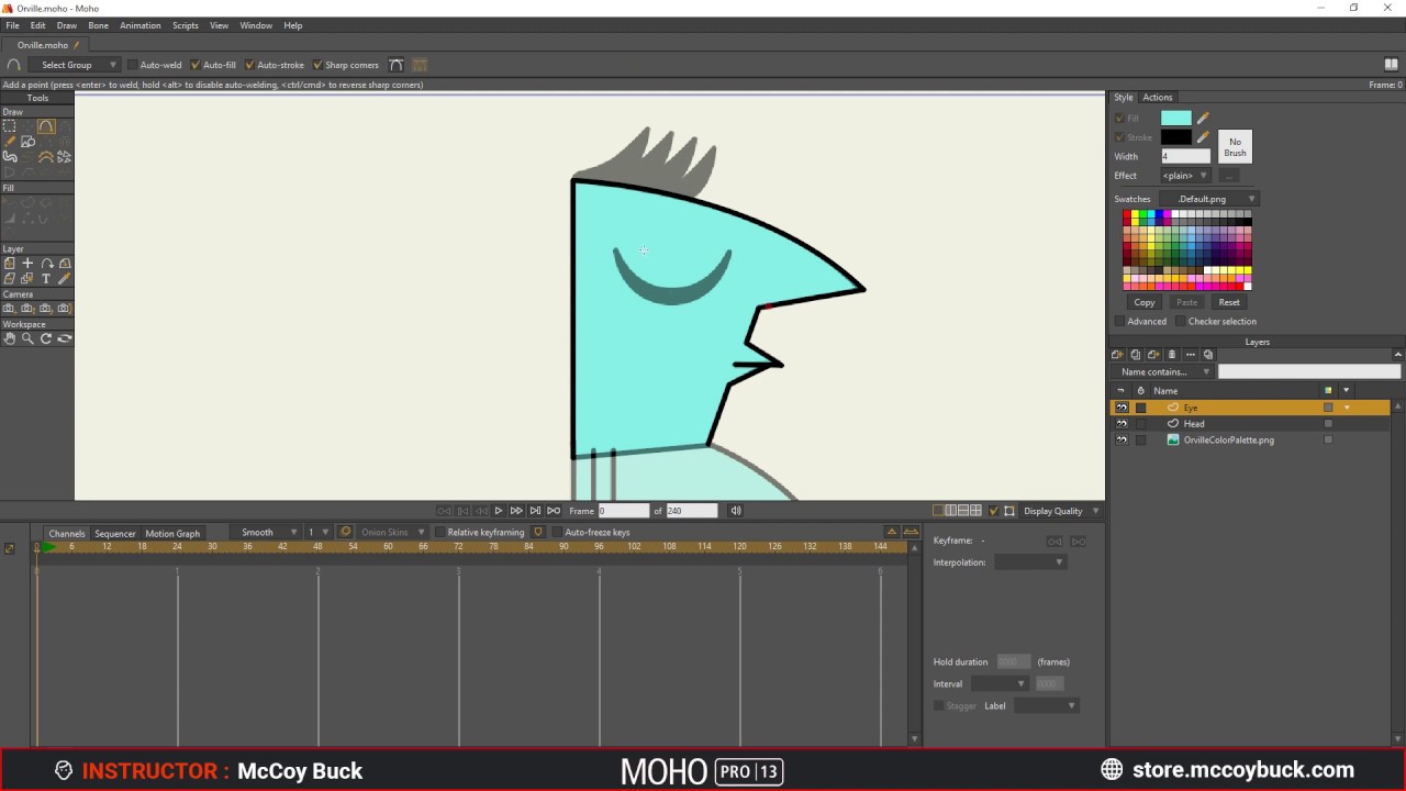 Moho Pro 13 Tutorial - Draw the Mouth + Eye + Hair - YouTube