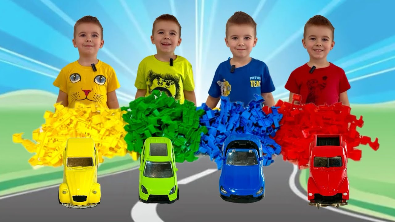 Mark Plays with toy Cars | Learning Colors with Cars - YouTube