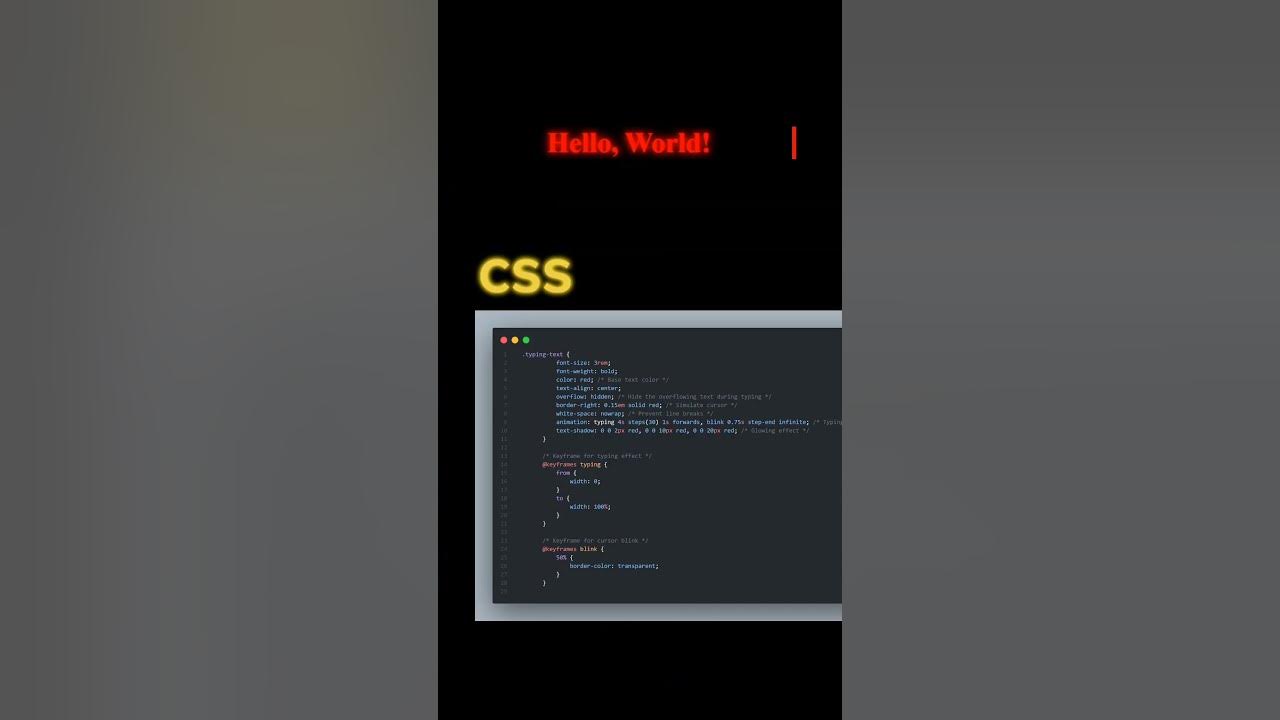 Typing Animation Using Css 🔥coding Htmlcssjavascript Htmlcssjs
