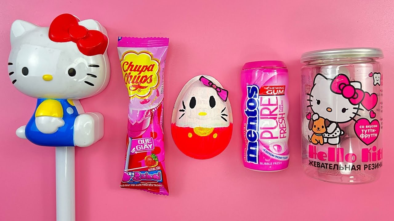 😼 Hello Kitty sweet candy ASMR Compilation XXL Lollipop Unpacking Cute ...