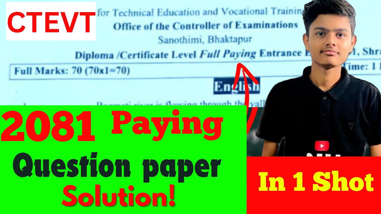 CTEVT 2081 Paying Entrance Exam Question Solution | 2081 CTEVT Entrance Exam Model Questions ...
