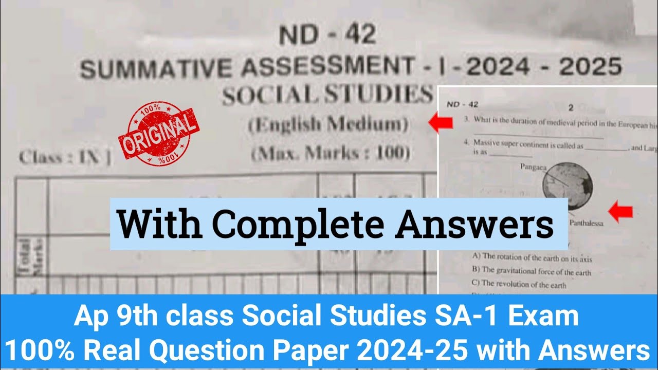 💯9th class Sa1 social studies real question paper 2024-25|Ap 9th class ...