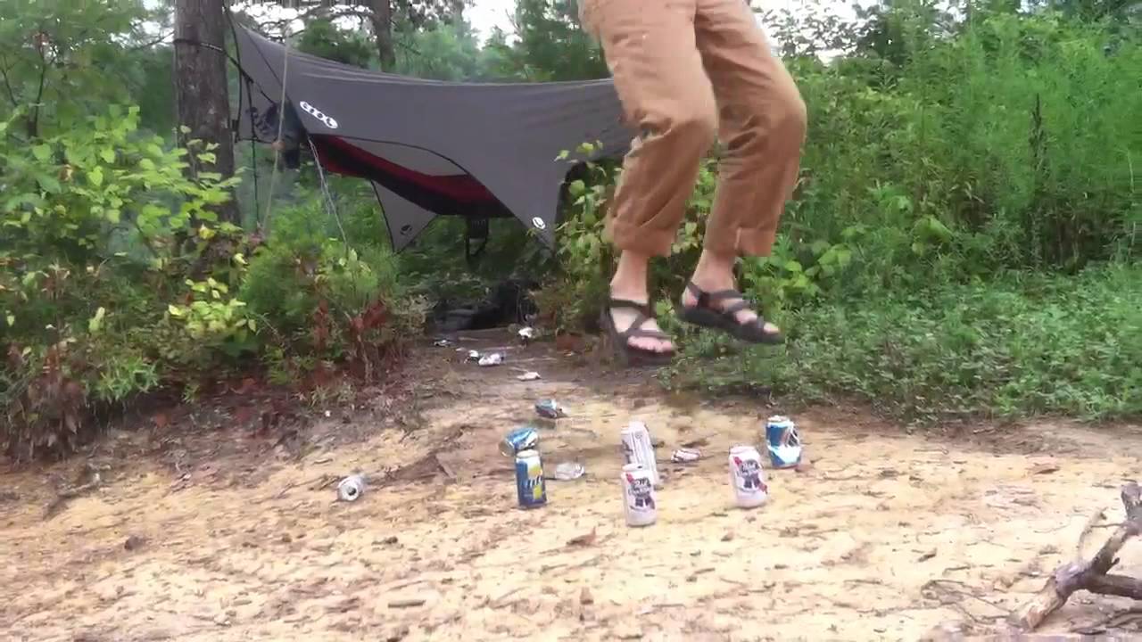 slow motion can stomp - YouTube