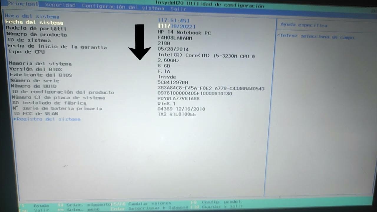 Configuración de la BIOS HP 14 - YouTube