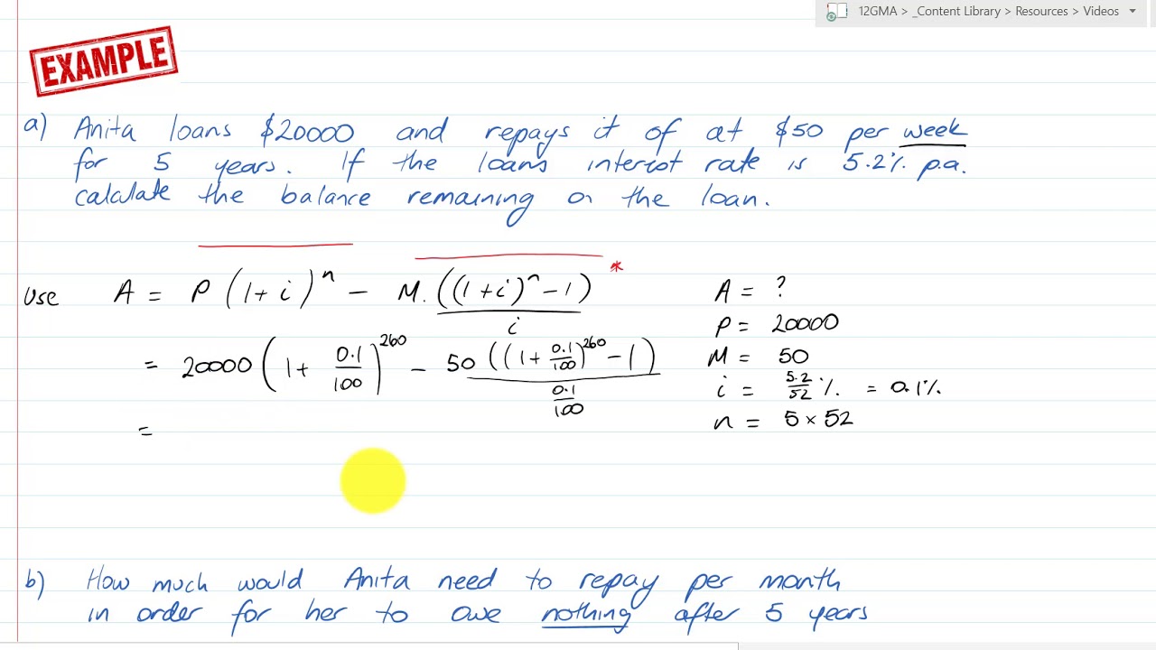 General Mathematics - U4T1 - Loans, investments and annuities video 15 ...