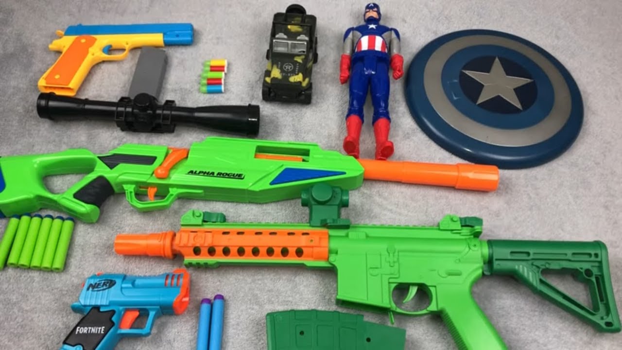 Captain America Box of Toy Guns Toy Pistols - YouTube