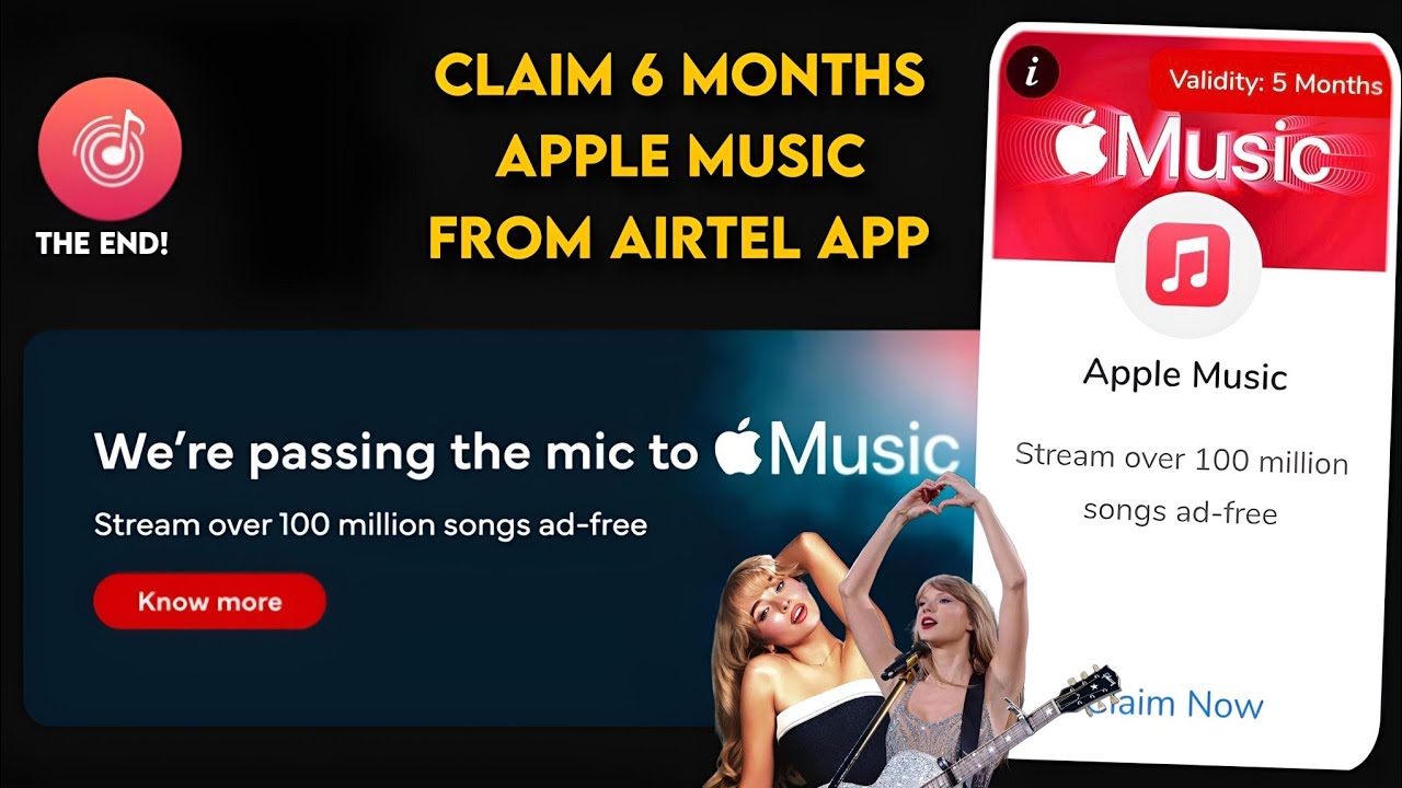 Apple Music 6 Months FREE on Airtel App🔥: Wynk Music Shut Down, Apple Music Replaces Wynk - YouTube