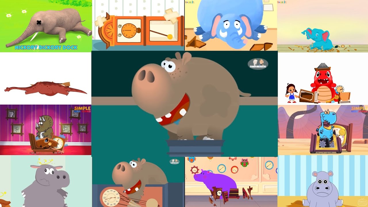 HICKORY DICKORY DOCK || 4 ELEPHANT, 4 DINOSAUR & 4 HIPPO IN 1 BIG ...