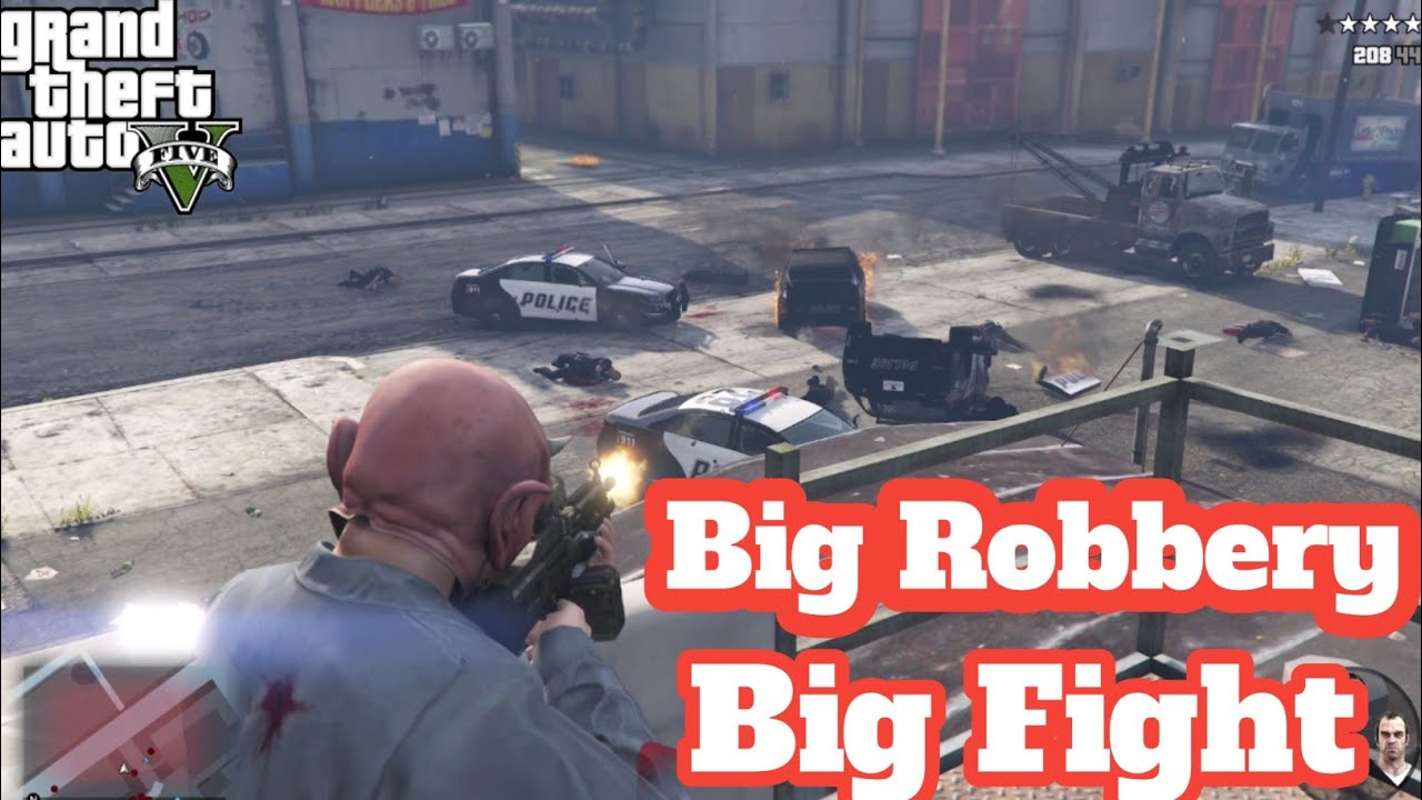 Big Robbery in GTA V gameplay | Police Fight in GTA 5 | GTA V Big ...