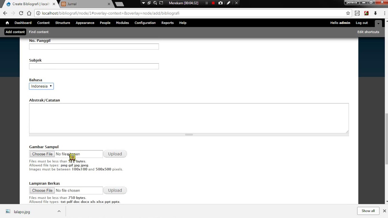TUTORIAL INPUT DATA BIBLIOGRAFI DRUPAL - YouTube