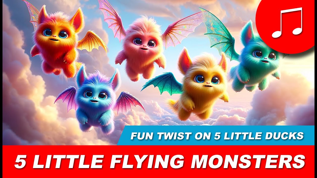 5 Little Ducks, Little Flying Monsters Version | Fun Nursery Rhymes for ...