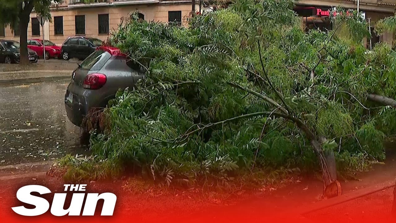 Severe storm batters Mallorca devastating residents - YouTube