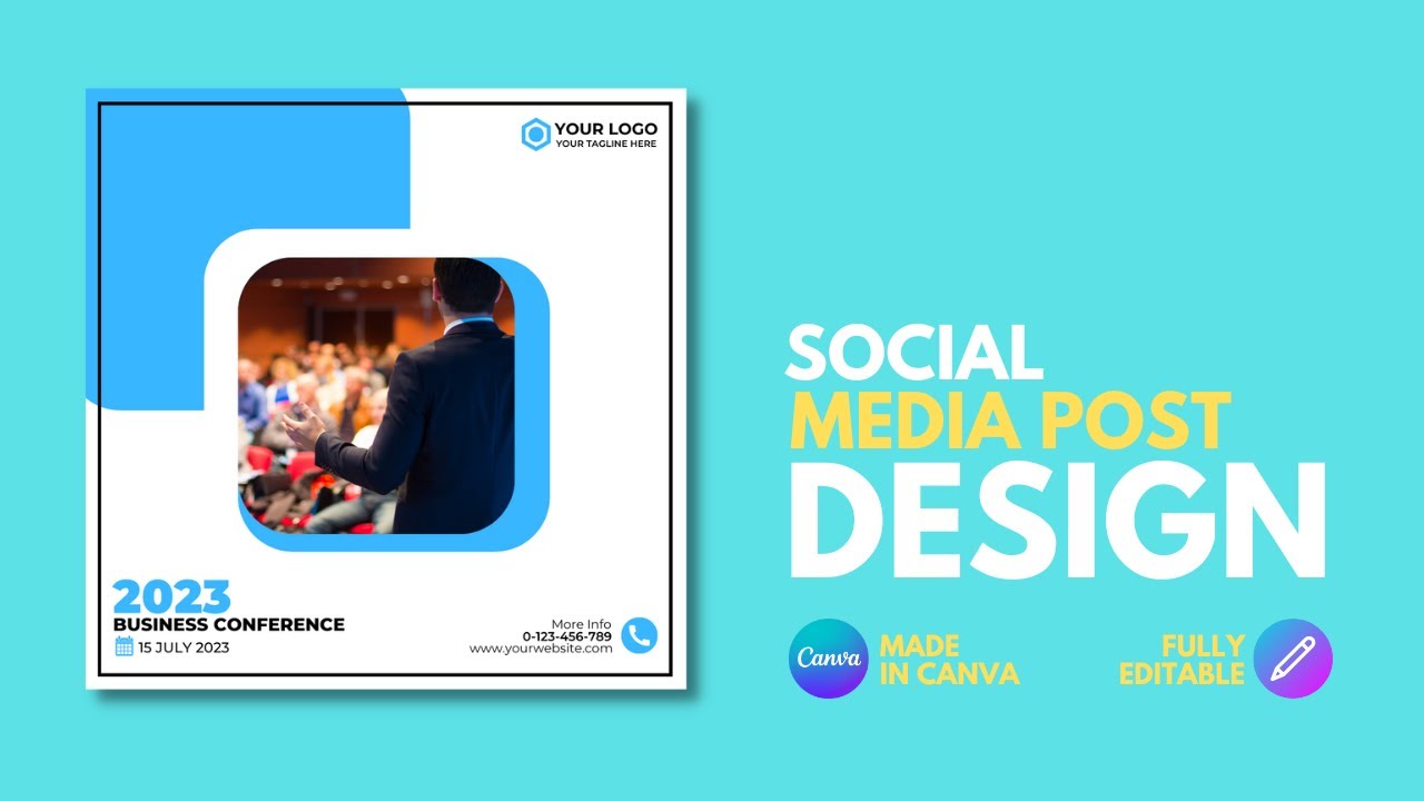 Canva Tutorial | Corporate Business Social Media Post Design | Learn ...