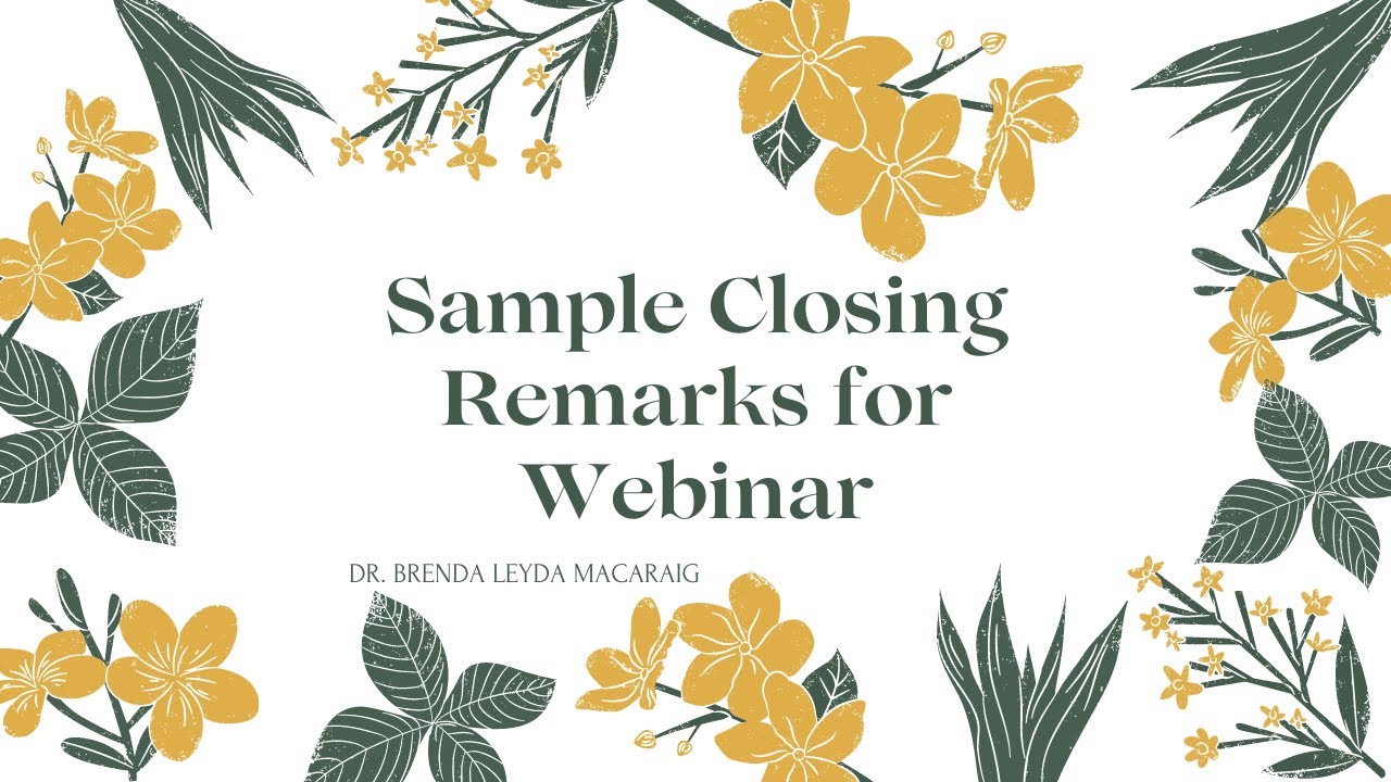 Closing Remarks (Sample) - YouTube