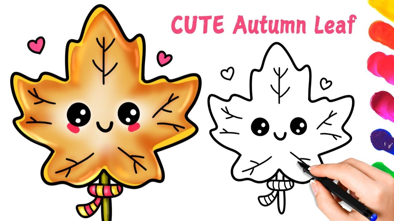 How to Draw a Cute Autumn Leaf | Autumn Season Drawing Easy For Kids ...