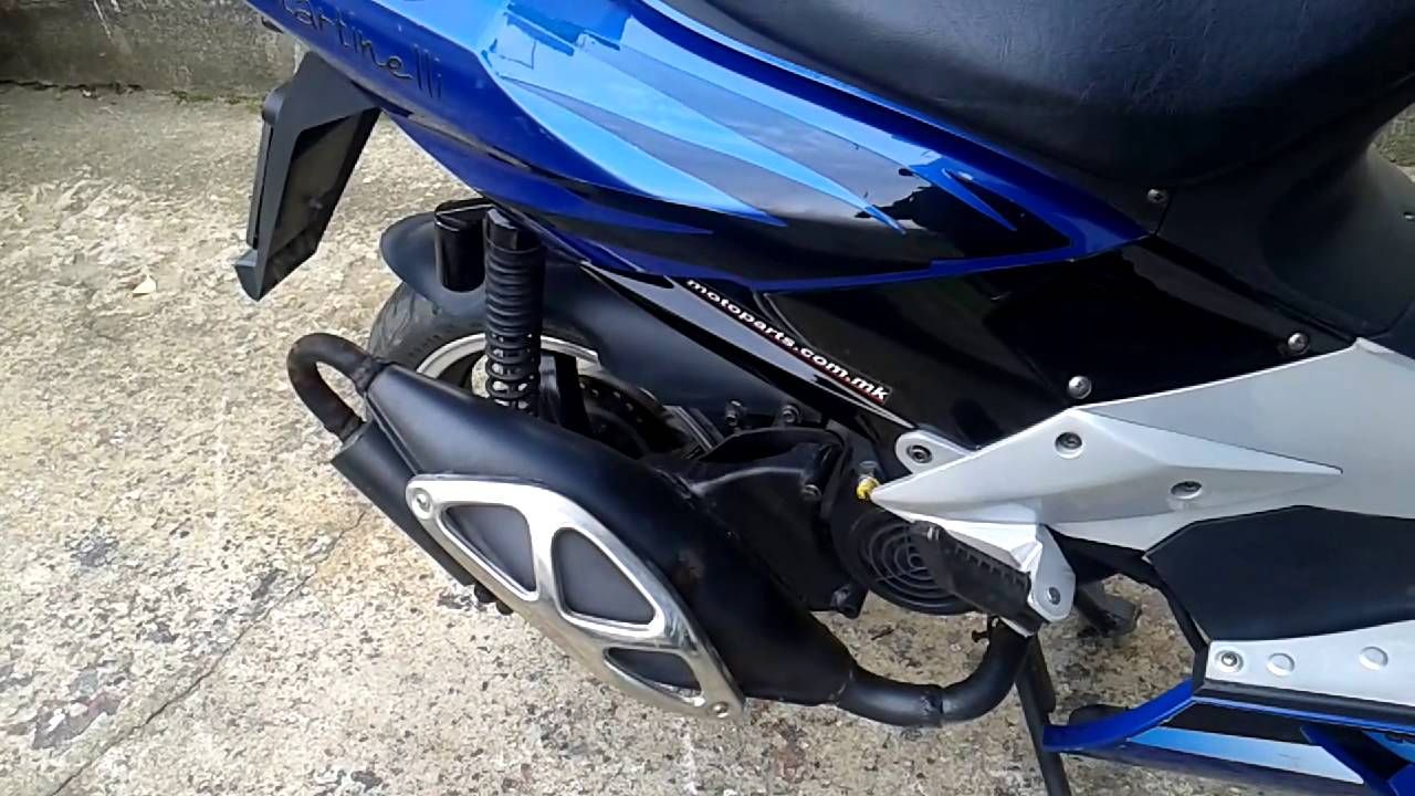 hamachi martinelli 50cc 2t with aprilia sr50 exhaust sound - YouTube
