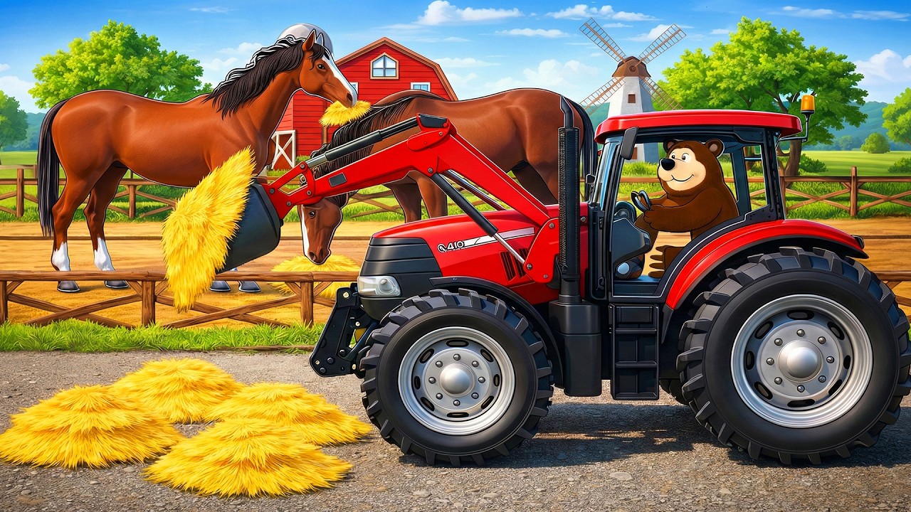 Farm Work Day 🐎🌿🚜 | Transporting Grass & Cleaning the Stable | Real ...