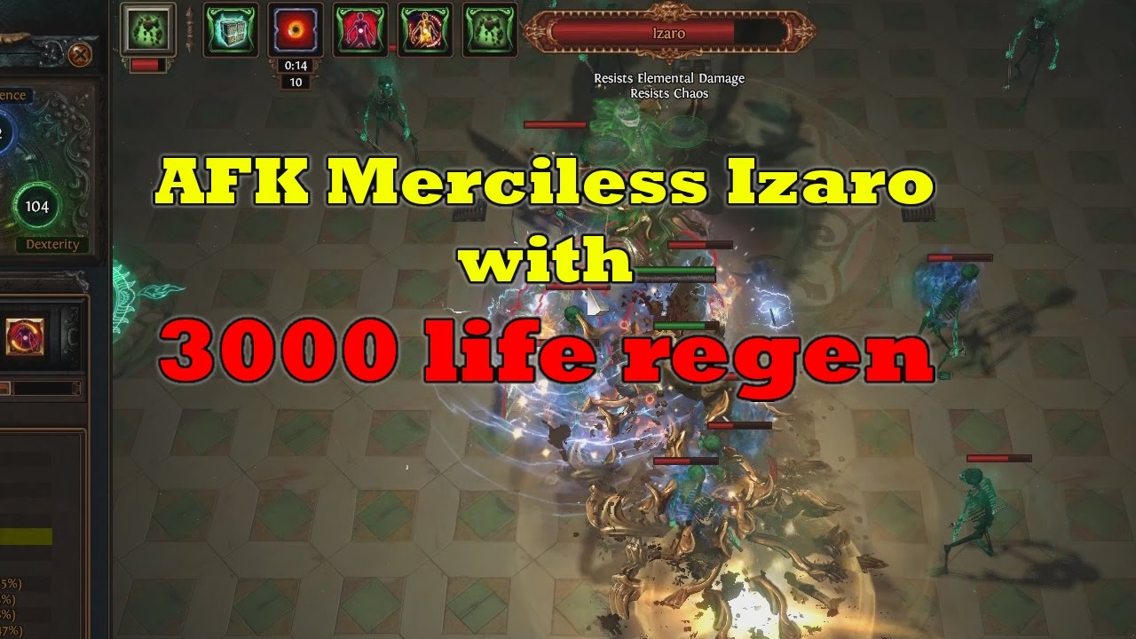 AFK Merc Izaro with 3k regen - Path of Exile (2.5.x) - YouTube