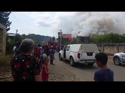 Lenkaranda baş veren yangın. gorun kimin evi imiş.