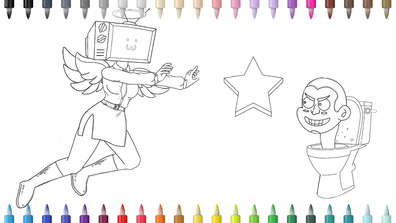 TV WOMAN Angel Beckoning to Her SKIBIDI TOILET 63 Coloring Pages / How ...