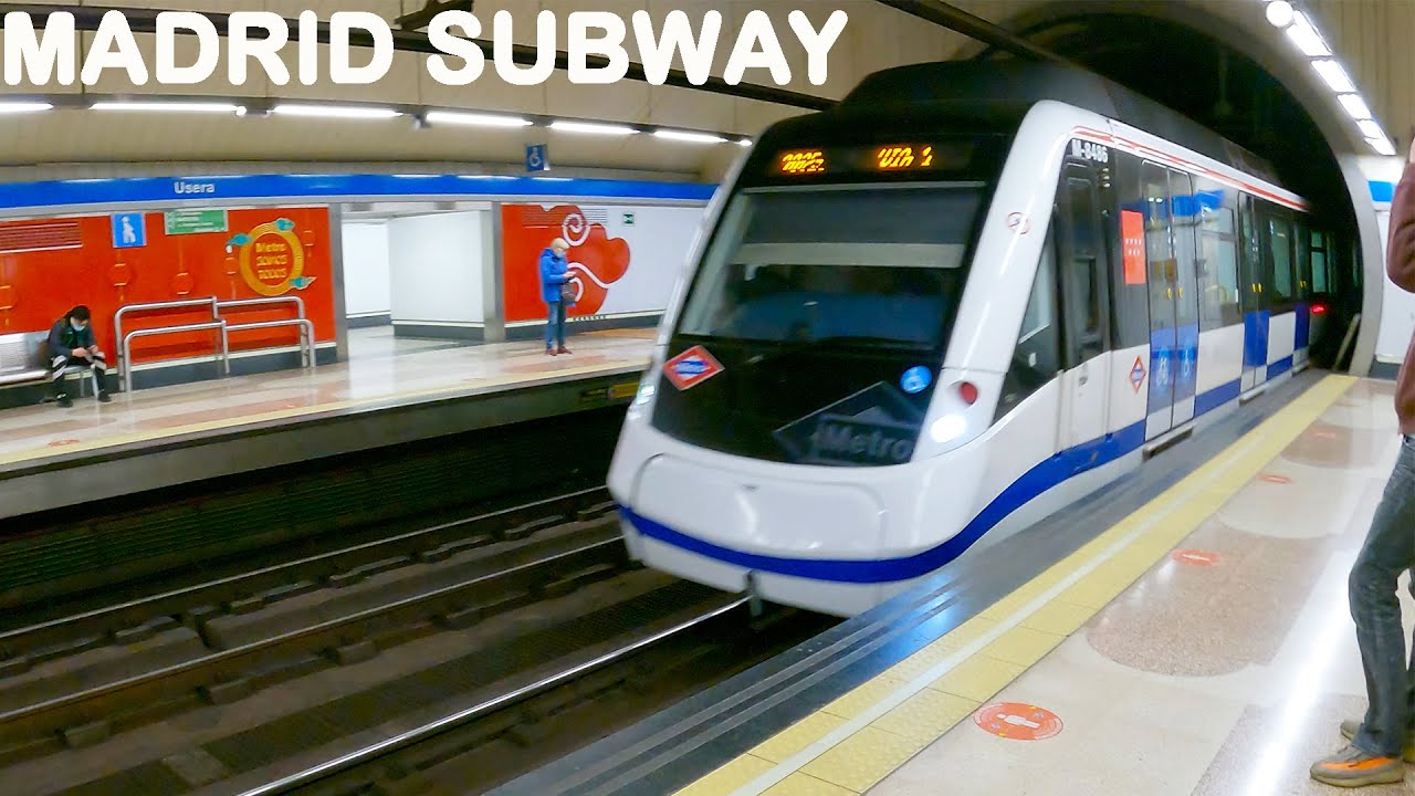 Subway Station in Madrid Metro Trains - Usera Station Metro de Madrid ...