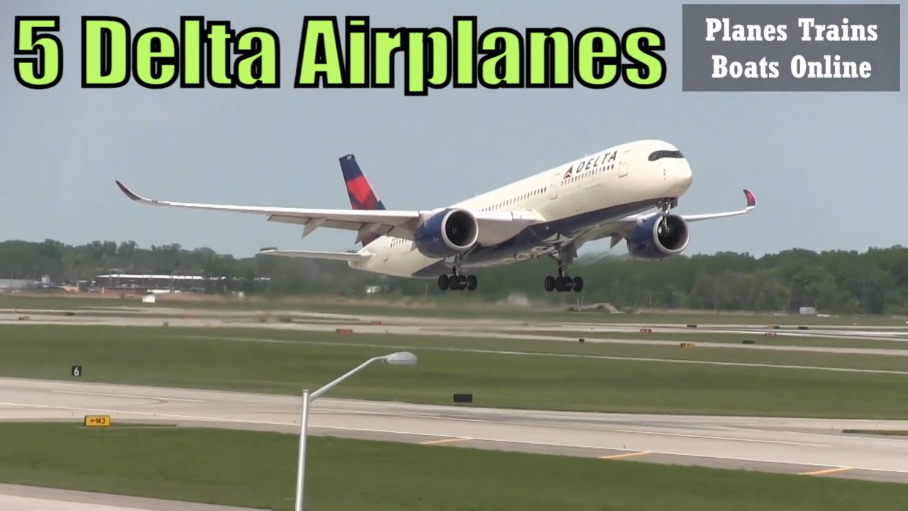 5 Delta Airplanes Taking Off & Landing At Detroit Metro Airport - YouTube