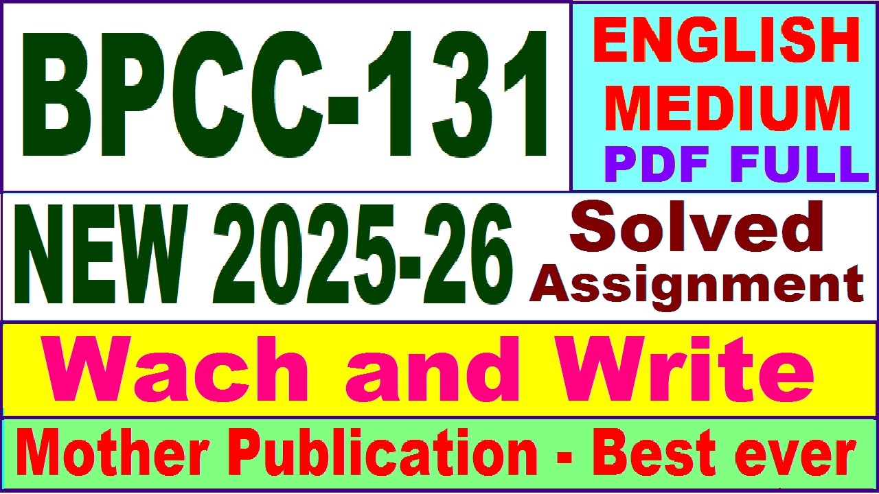 BPCC 131 solved assignment 2025-26 in English || bpcc 131 solved ...