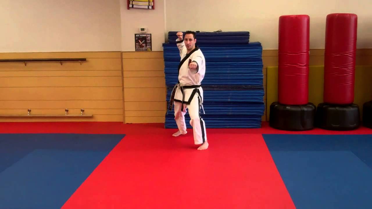 Warren Levi Karate- Outside Block, Shifting into Low Block, Front kick ...
