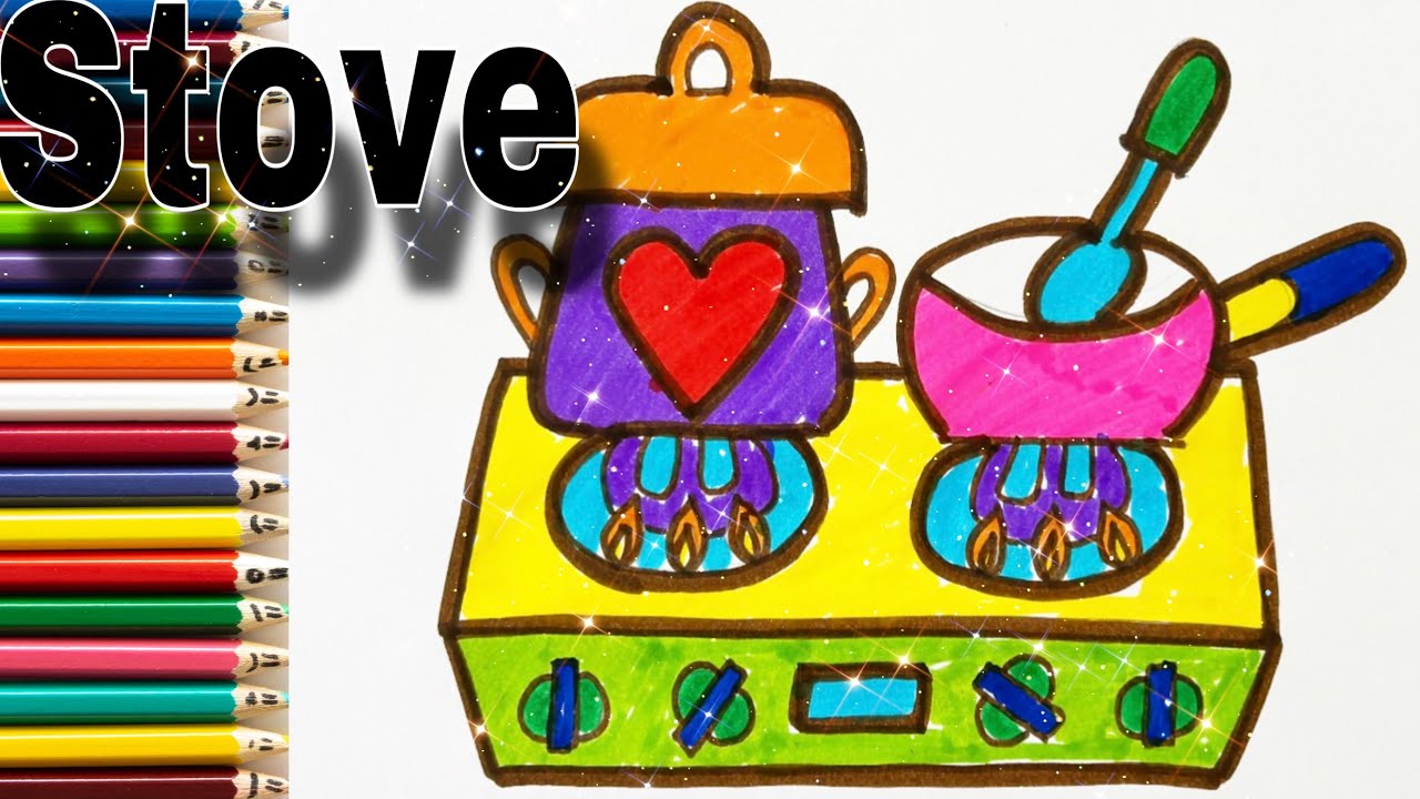 Stove Drawing || How To Draw Stove Drawing |Easy Stove Drawing For Kids ...