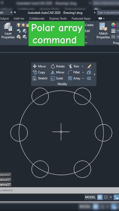 how to use a polar array in AutoCAD #autocad #autocadtipsandtricks - YouTube