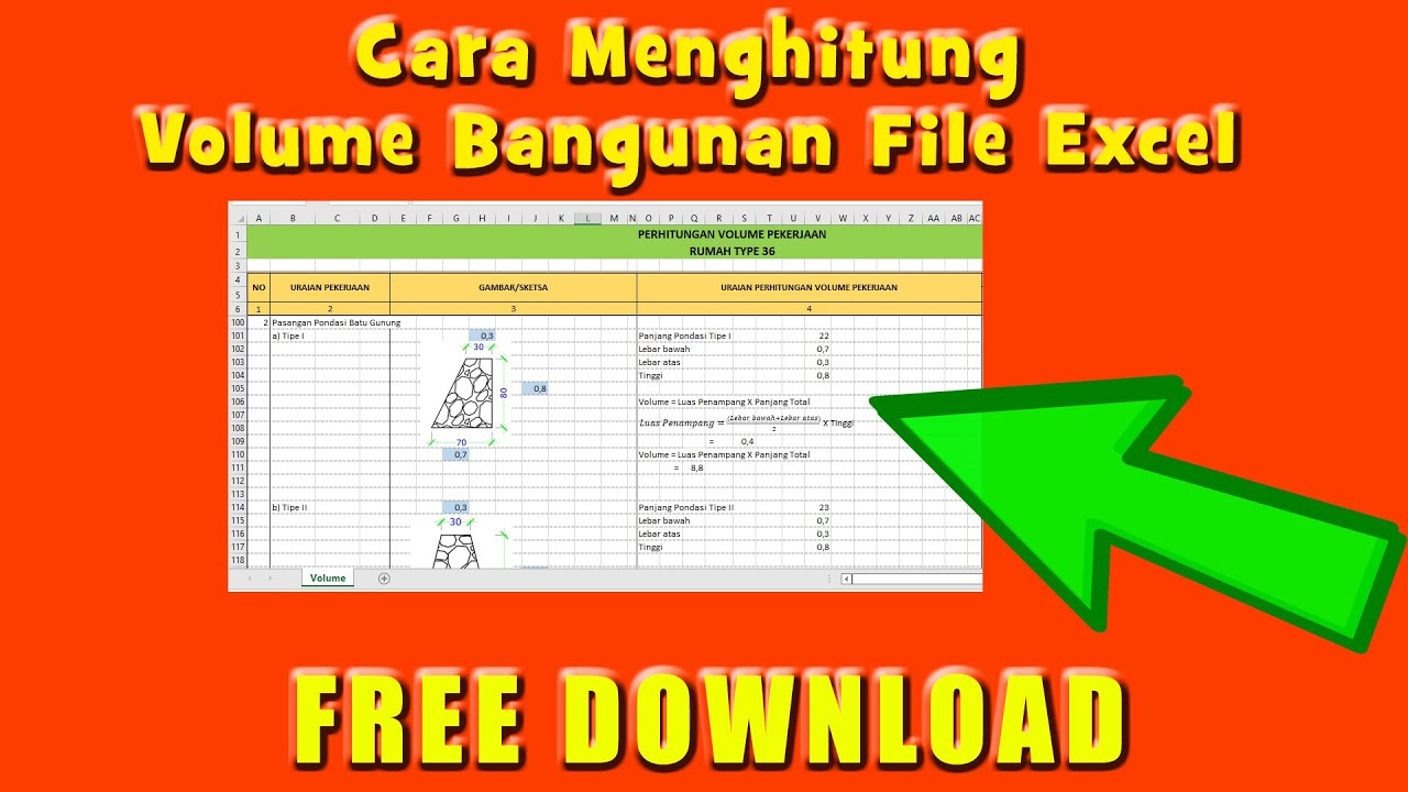 FREE DOWNLOAD Cara Menghitung Volume Bangunan File Excel Anak Sipil ...