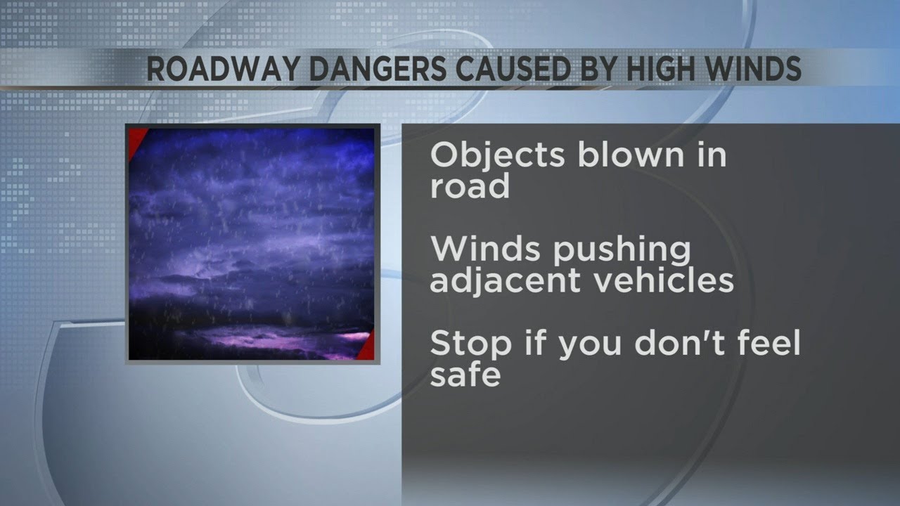 High winds cause dangers on the roadways - YouTube