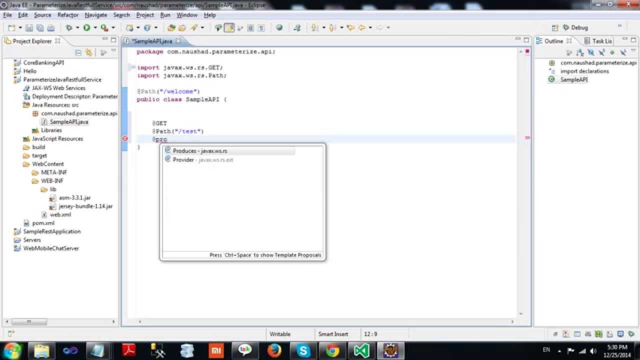 How To Create Parameterize Restful Webservice In Java Youtube